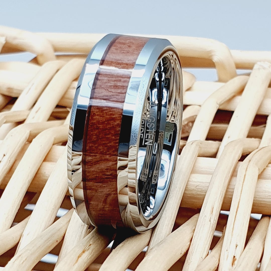 Mens Wood Inlay Ring Wood Wedding Band Unique Wedding Band - Etsy