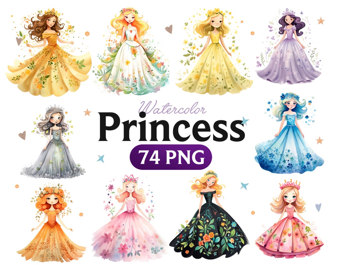 Watercolor Princess, Princess PNG - Etsy
