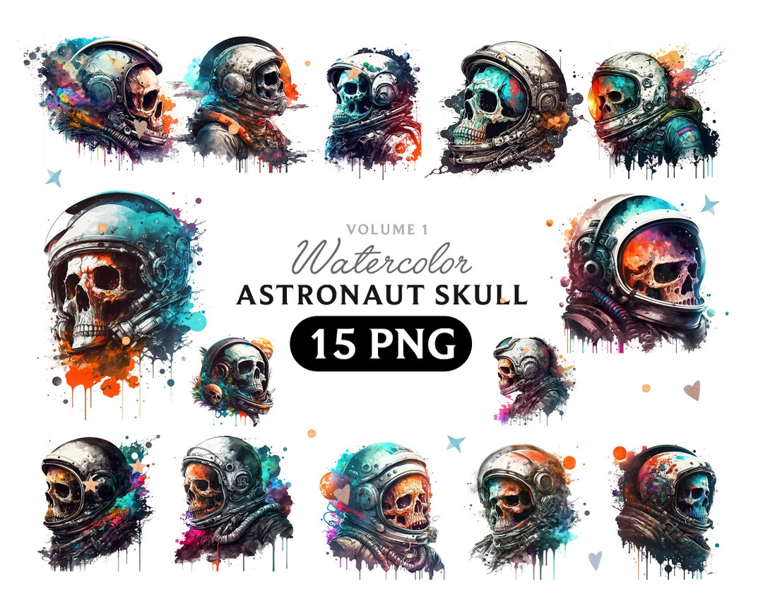 Watercolor Astronaut Skull, Astronaut Skull Clipart, Skull PNG ...