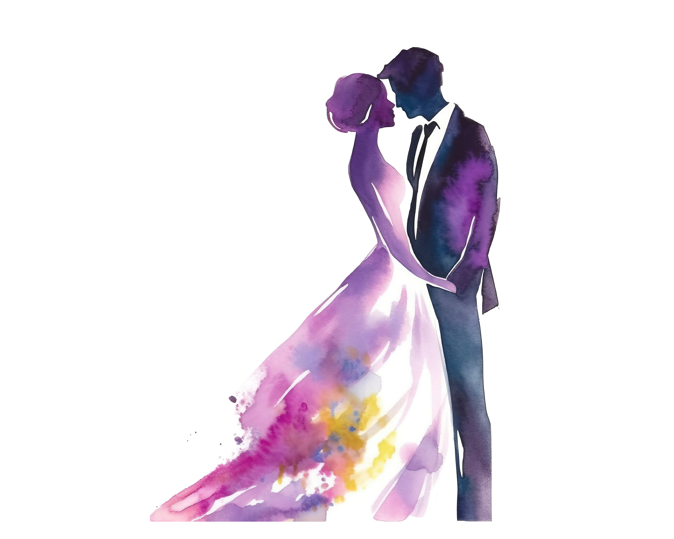 Bride and Groom Watercolor Clipart Bundle Transparent PNG - Etsy