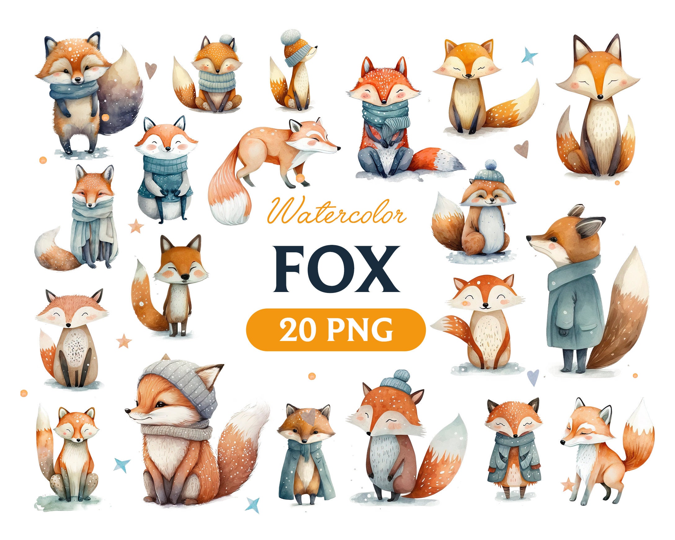 Fox Watercolor Clipart Watercolor Fox Fox Clipart Fox PNG - Etsy