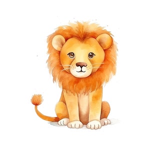Watercolor Cute Lion, Cute Lion Clipart, Cute Lion PNG, Cute Lion ...