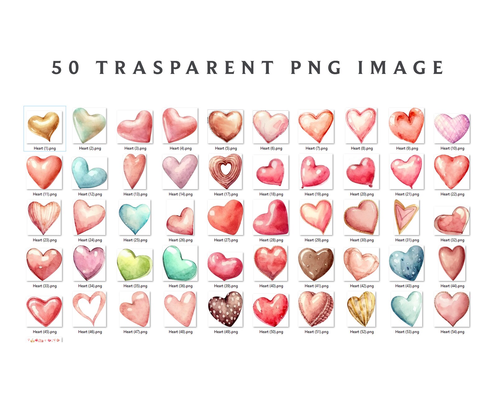 Watercolor Hearts Clipart Valentine's Day Hearts Png - Etsy