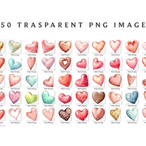 Watercolor Hearts Clipart, Valentine's Day Hearts Png, Watercolor ...