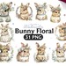 Floral Spring Rabbit Png, Watercolor Easter, Easter Clipart, Bunny PNG ...