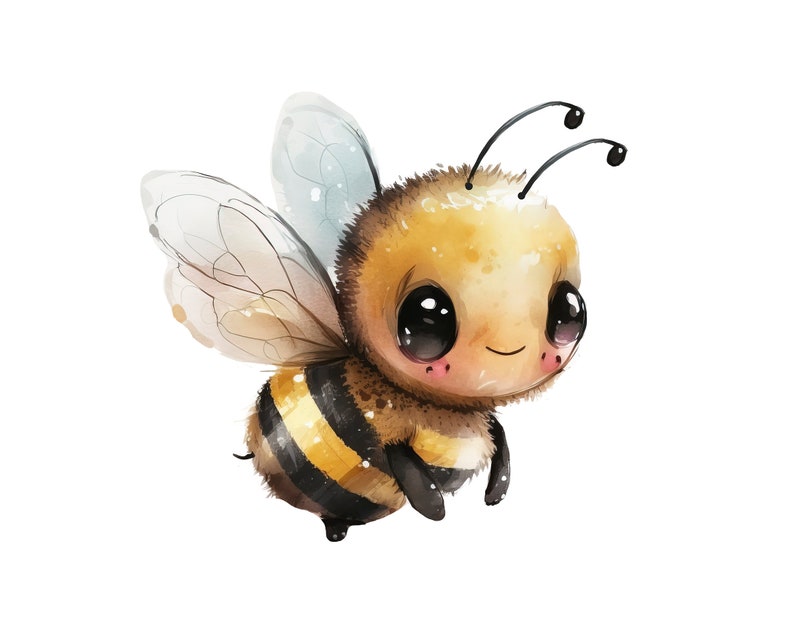 Bee Clipart Watercolor Cute Beewatercolor Bee Bee PNG Bee - Etsy
