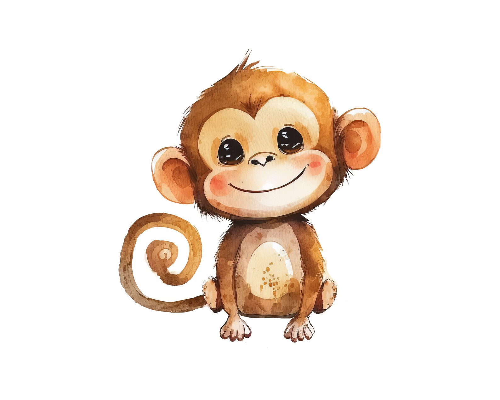 Monkey Clipart Cute Monkey Png Watercolor Monkey Monkey - Etsy UK