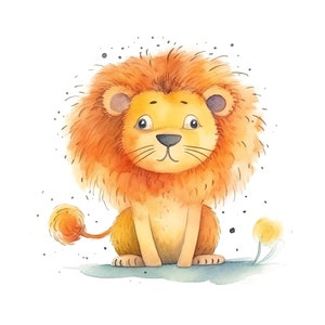 Watercolor Cute Lion, Cute Lion Clipart, Cute Lion PNG, Cute Lion ...