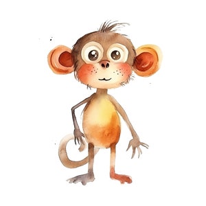 Monkey Clipart, Cute Monkey Png, Watercolor Monkey, Monkey PNG, Monkey ...