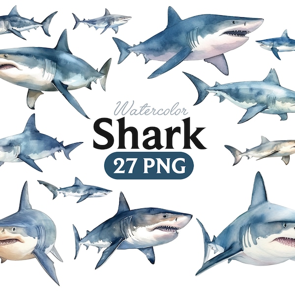 Shark Watercolor - Etsy