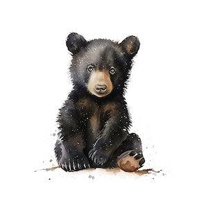 Black Bear Watercolor Clipart, Cute Black Bear Graphics, Nursery Decor ...