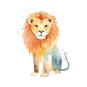 Watercolor Cute Lion, Cute Lion Clipart, Cute Lion PNG, Cute Lion ...
