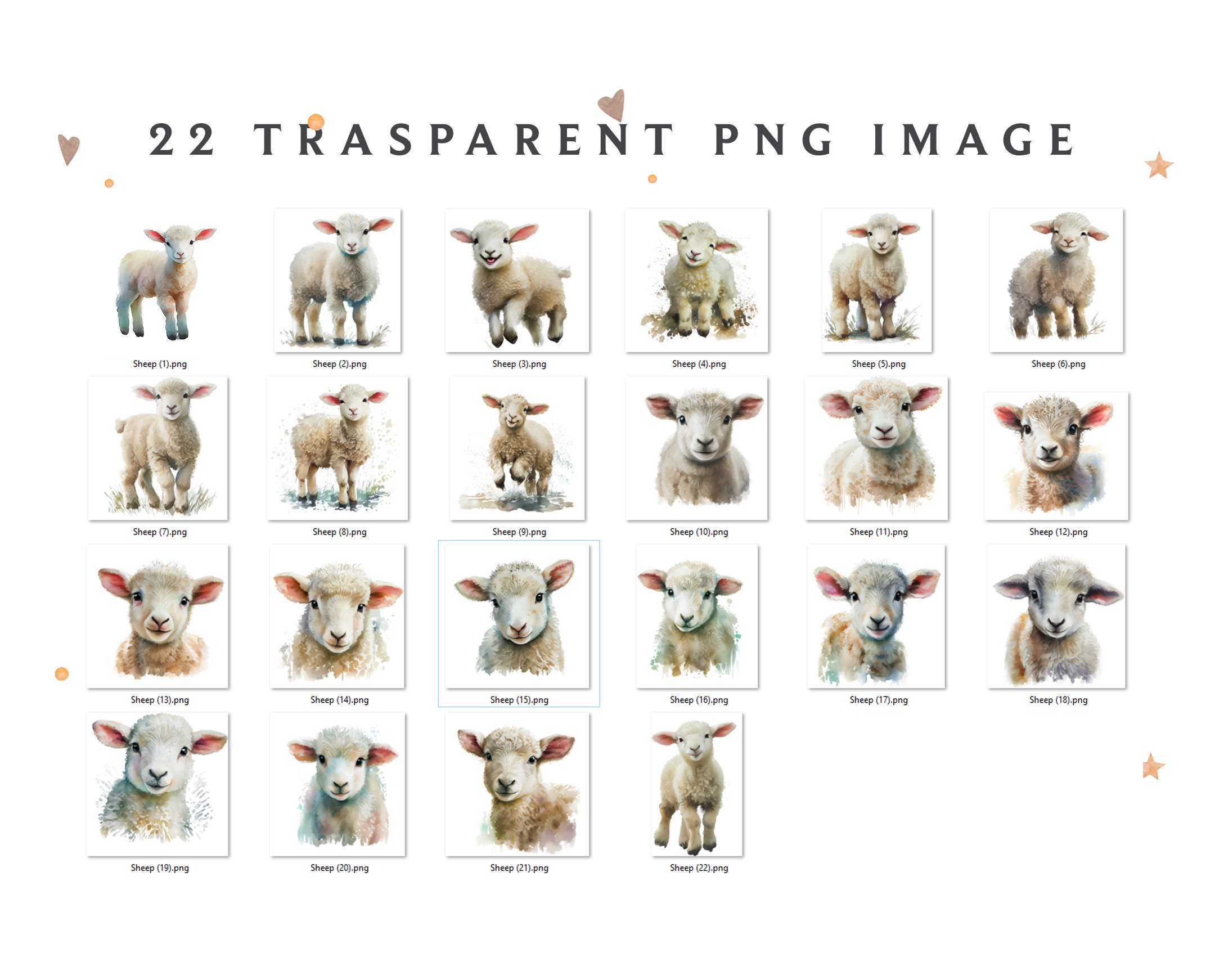 Sheep Watercolor Clipart Sheep PNG Cute Baby Shower - Etsy