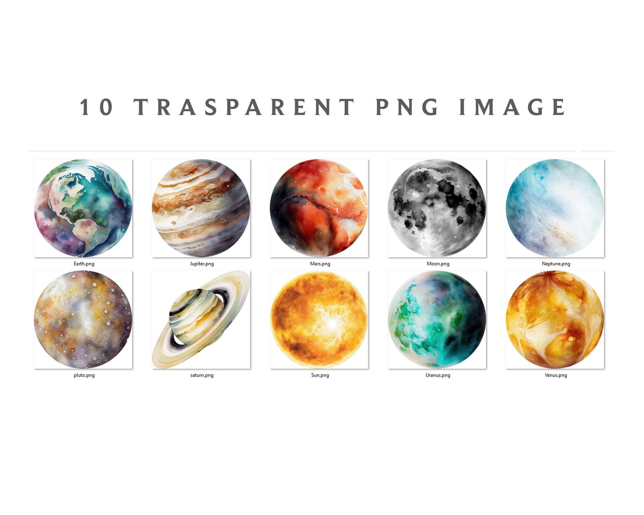 Watercolor Planets Clipart Solar System Download Instant - Etsy Canada
