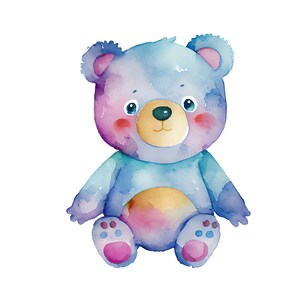 Bear Cute Watercolor Clipart, Cute Baby Shower Graphics, Nursery Decor ...