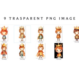 Prince Watercolor Clipart, Princess Clipart, Crown Clipart, Gift ...