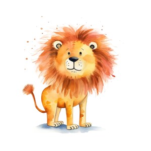 Watercolor Cute Lion, Cute Lion Clipart, Cute Lion PNG, Cute Lion ...
