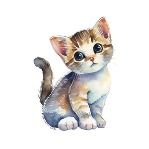 Watercolor Cats Clipart,cat Clipart, Cute Kittens, Fluffy Cats ...