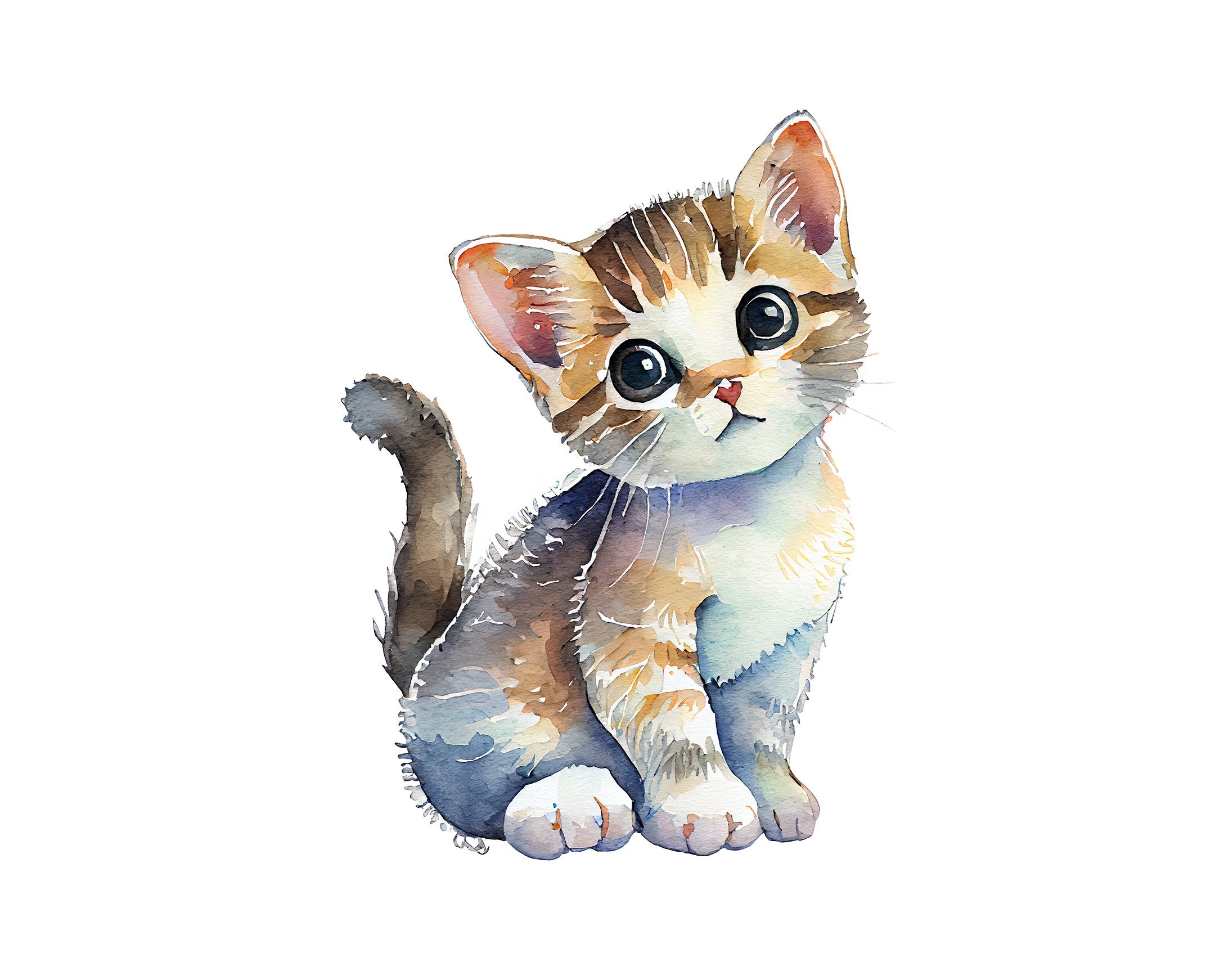Watercolor Cats Clipartcat Clipart Cute Kittens Fluffy - Etsy Australia