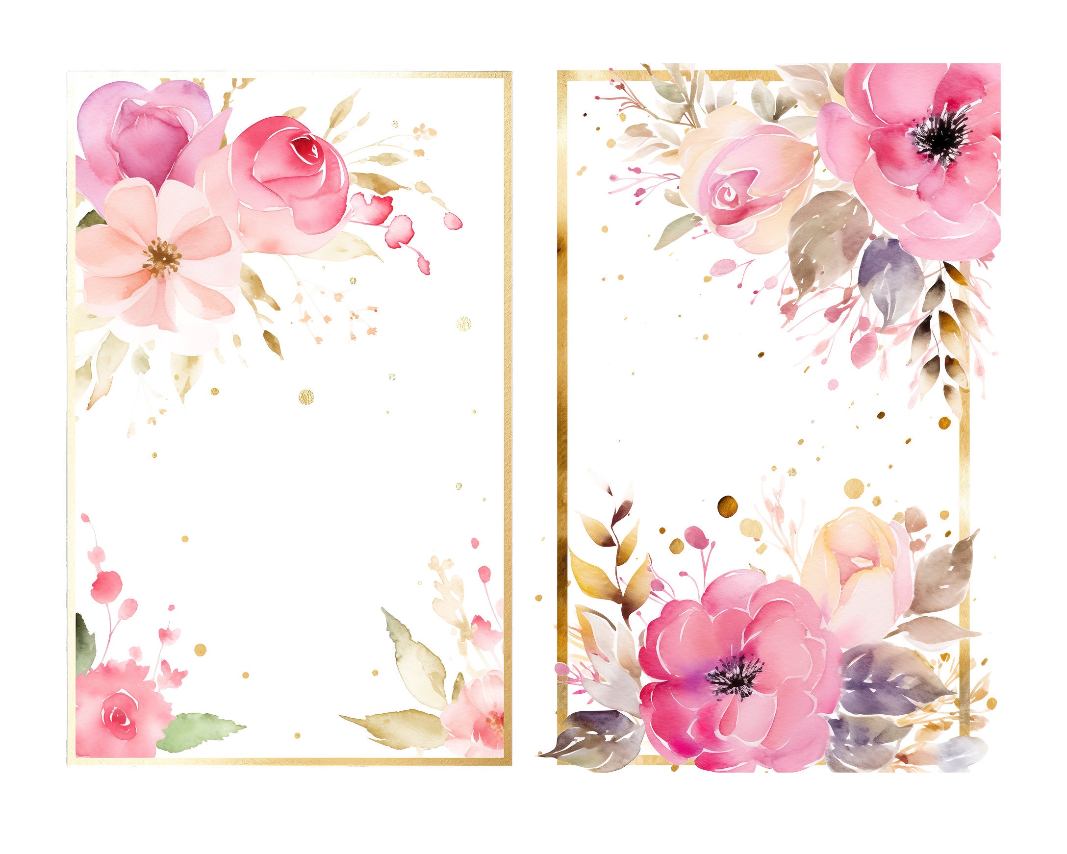 Pink Frame Watercolor Floral Frame Clipart. Watercolor Floral - Etsy UK