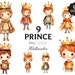 Prince Watercolor Clipart, Princess Clipart, Crown Clipart, Gift ...