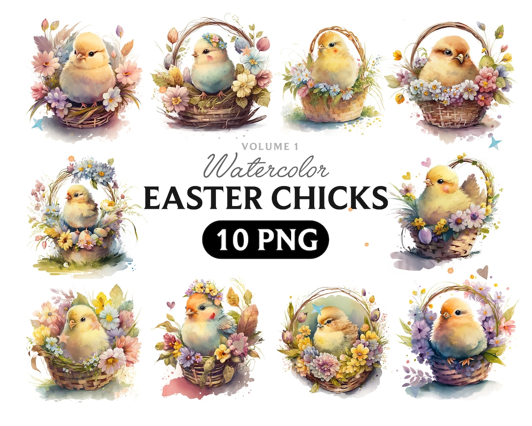 Easter Chicks Clipart Bundle, Easter Png, Cute Baby Chickens, Easter ...