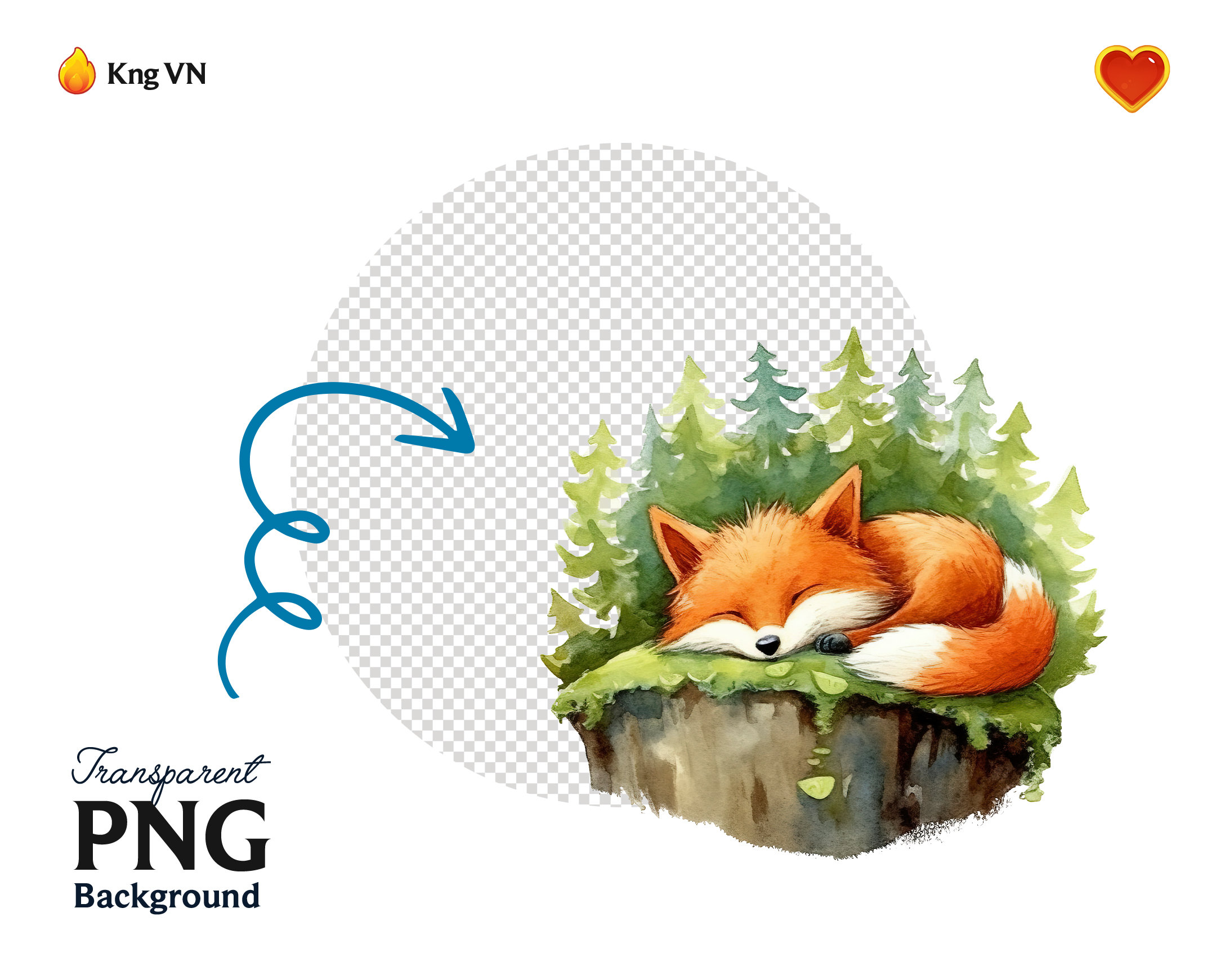Cute Sleeping Fox Clipart PNG Watercolor Baby Fox Clip Art - Etsy