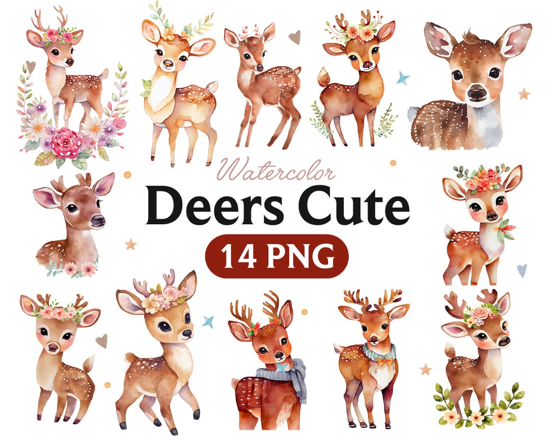 Watercolor Deer, Baby Deer Clipart, Watercolor Little Animals, Cute ...