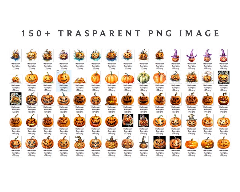 Halloween Jack O Lantern Clipart Sublimation Bundle. PNG Sublimation ...