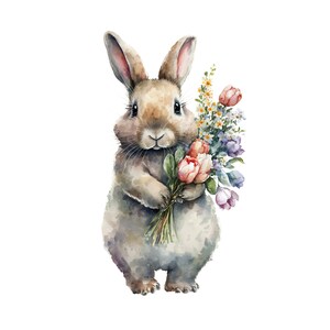 Easter Clipart, Floral Spring Rabbit Png, Watercolor Easter, Easter ...