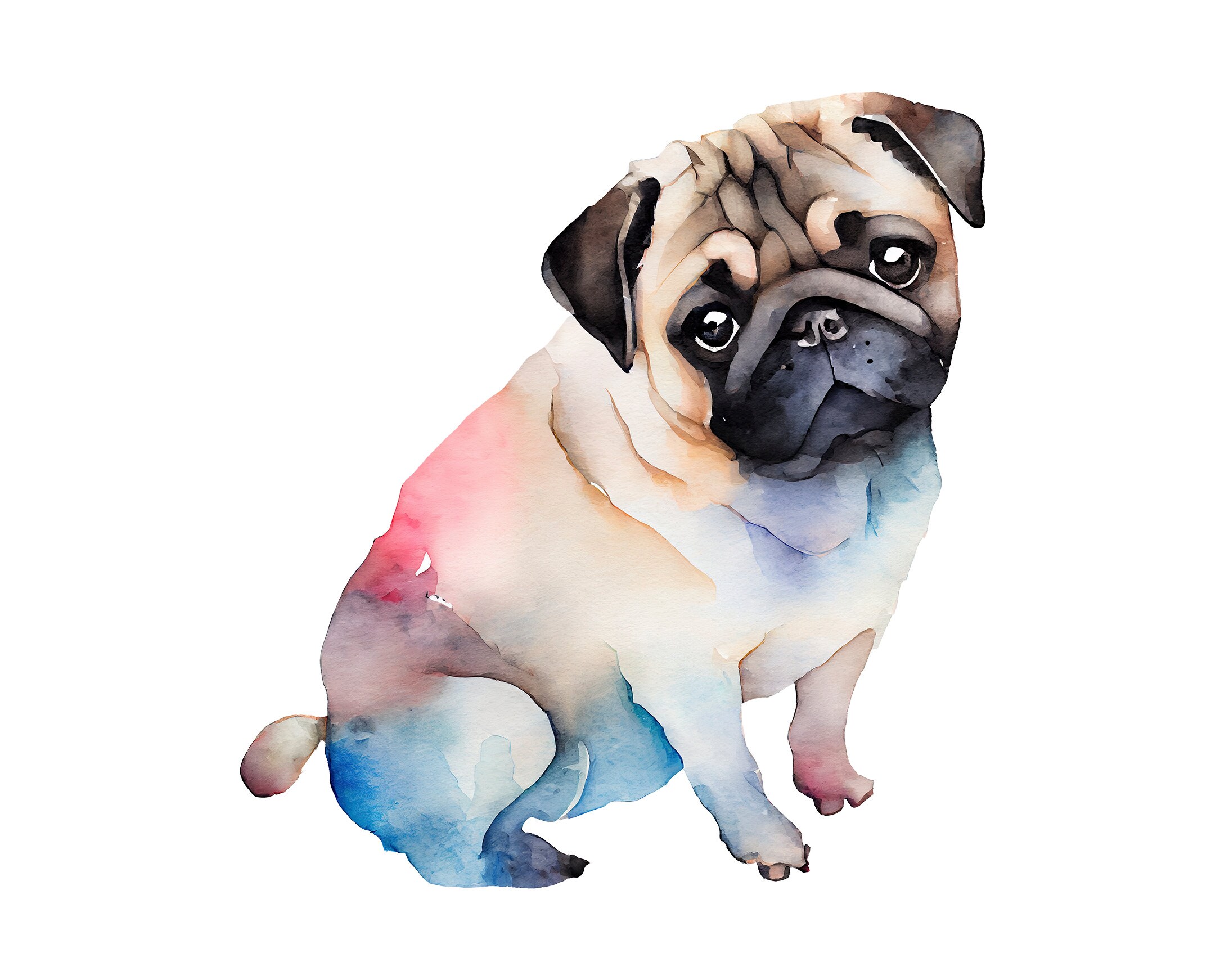 Pug Clipart Pug Watercolor Clipart Cute Dog Nursery Decor - Etsy Hong Kong