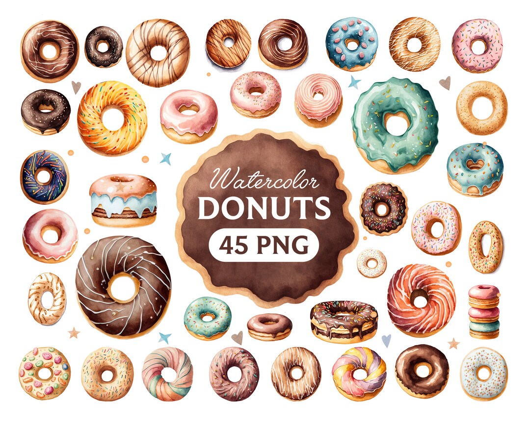 Watercolor Donuts, Donuts Clipart, Donuts PNG, Donuts Art, Donuts ...