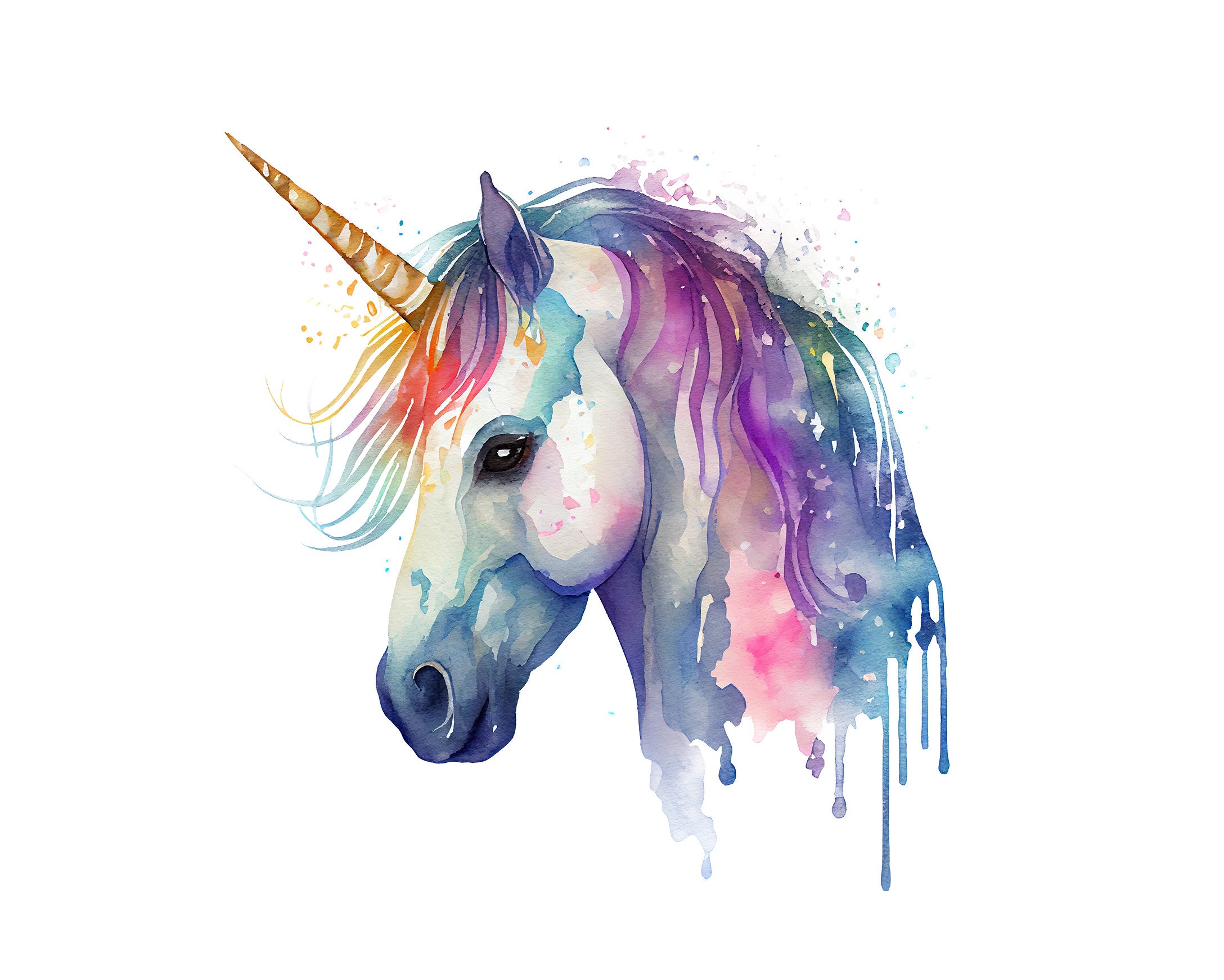 Unicorn Colorful Watercolor Rainbow Magical Unicorn Clipart - Etsy