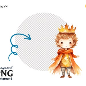 Prince Watercolor Clipart, Princess Clipart, Crown Clipart, Gift ...