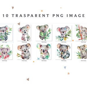 Koala Bear Watercolor Clipart, Cute Baby Shower Graphics, Nursery Decor ...