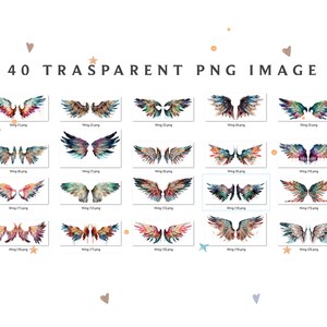 Angel's Wings Watercolor Clipart Set, Wings Clipart, Wings PNG ...