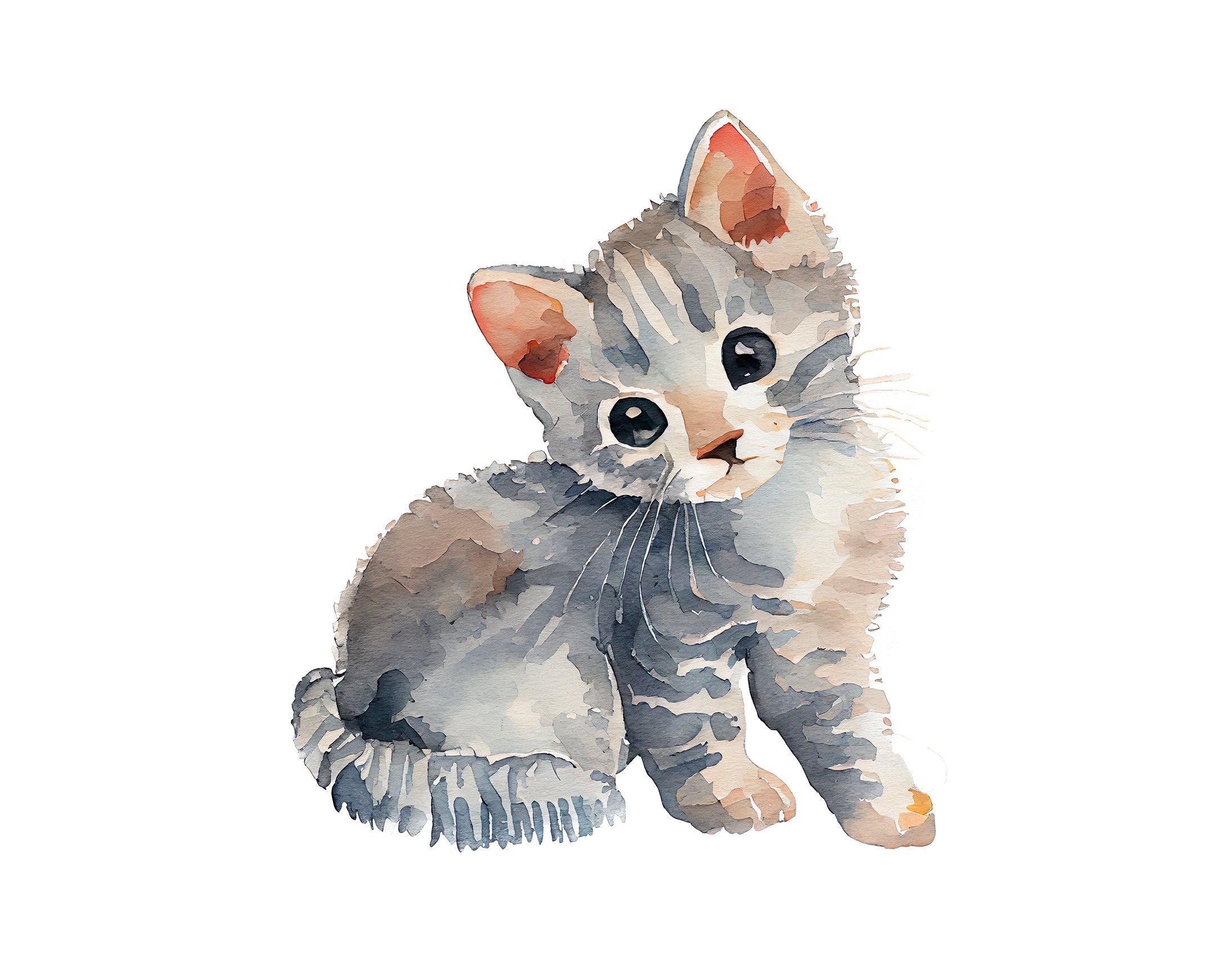 Watercolor Cats Clipartcat Clipart Cute Kittens Fluffy - Etsy Australia