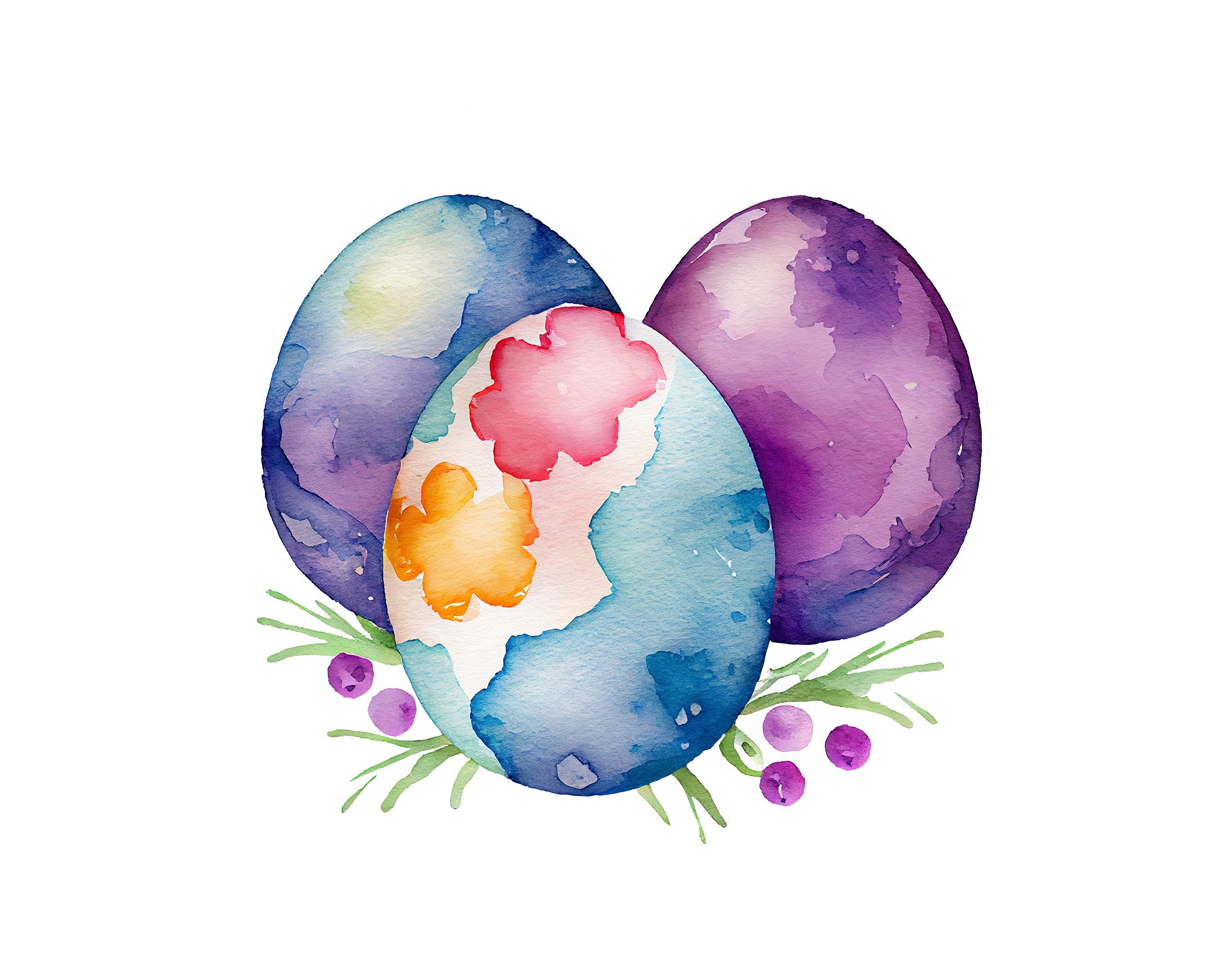 Watercolor Easter Eggs Clipart: 229 PNG Art Graphics (digital Download ...
