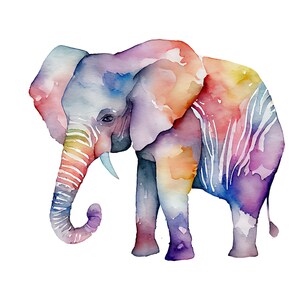 Elephant Watercolor Clipart, Elephant PNG, Nursery Decor Wall Art ...