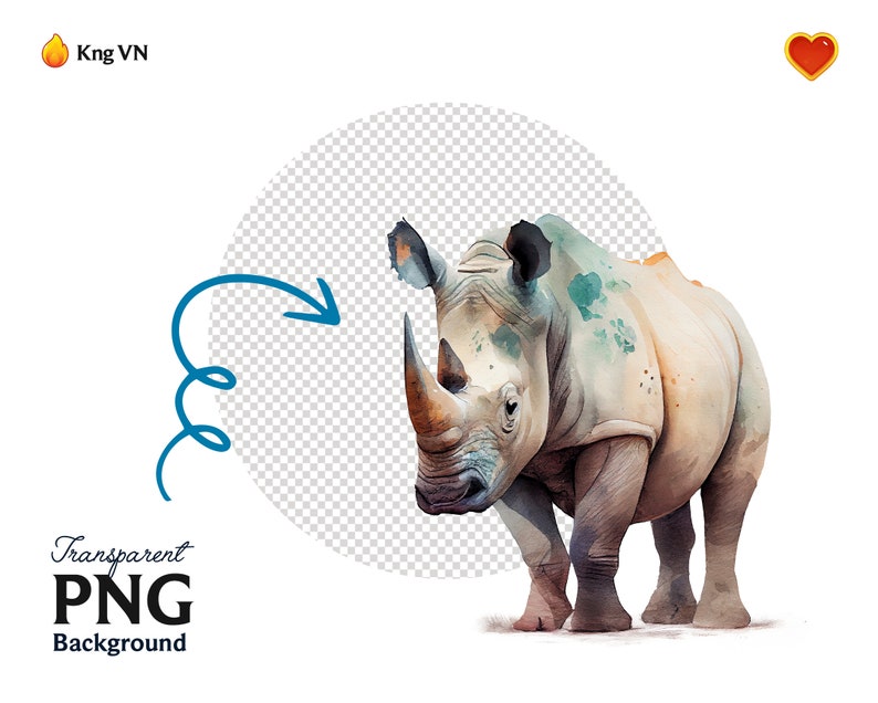 Rhino Watercolor Rhino Clipart Rhino Decor Wall Art Rhino - Etsy