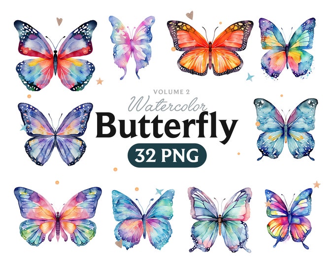 Monarch Butterfly Clipart | Watercolor Butterfly PNG | Floral Clipart ...
