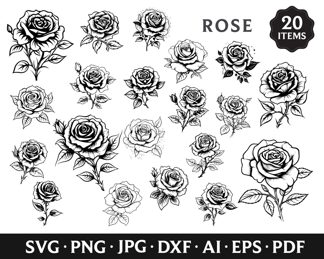 ROSE SVG Bundle, ROSES Svg Bundle, Rose Clipart Bundle, Rose Svg Cut ...