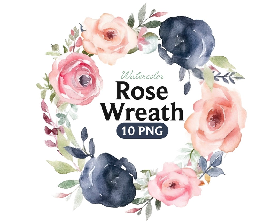 Watercolor Floral Wreaths, Blue Flowers, Floral Clipart, Wedding ...