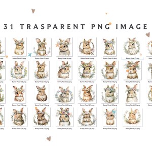 Floral Spring Rabbit Png, Watercolor Easter, Easter Clipart, Bunny PNG ...