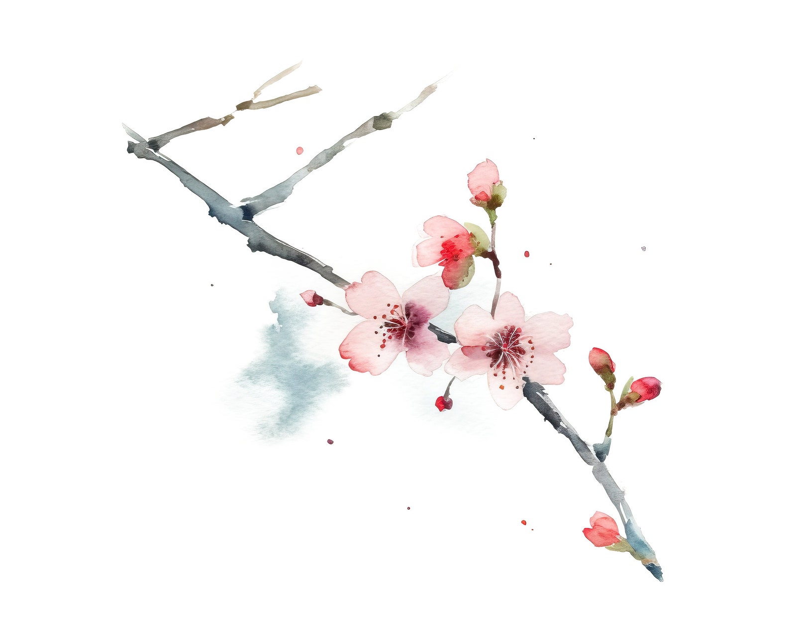 Watercolor Peach Tree Clipart: Floral Bouquets & Wreaths (PNG Digital ...