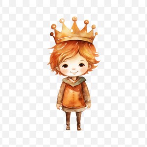 Prince Watercolor Clipart, Princess Clipart, Crown Clipart, Gift ...