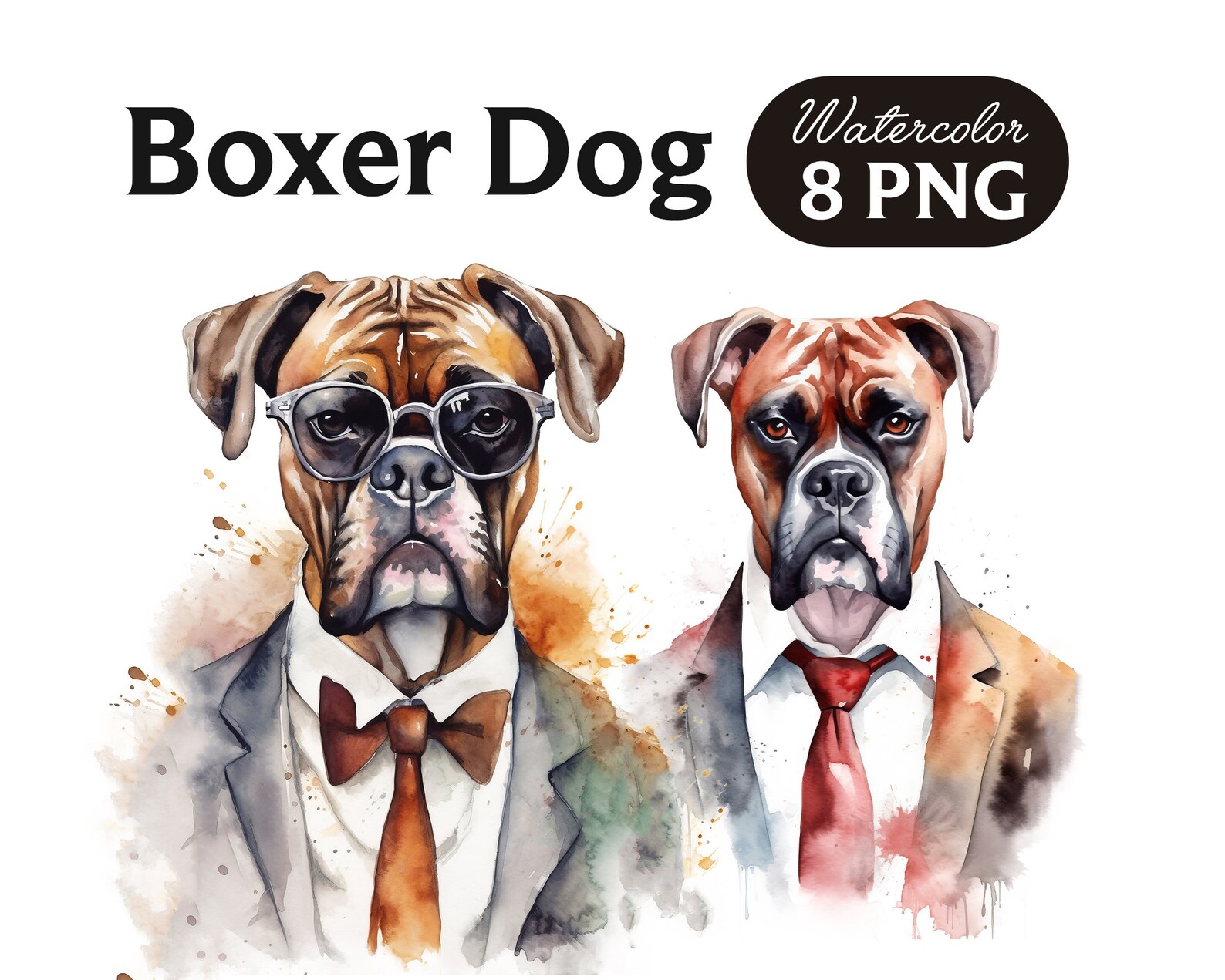 Boxer Dog Clipart Cute Dog Clipart Dog PNG Watercolor Boxer - Etsy