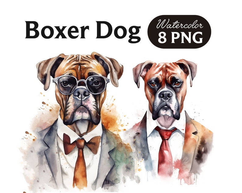 Boxer Dog Clipart Cute Dog Clipart Dog PNG Watercolor Boxer - Etsy