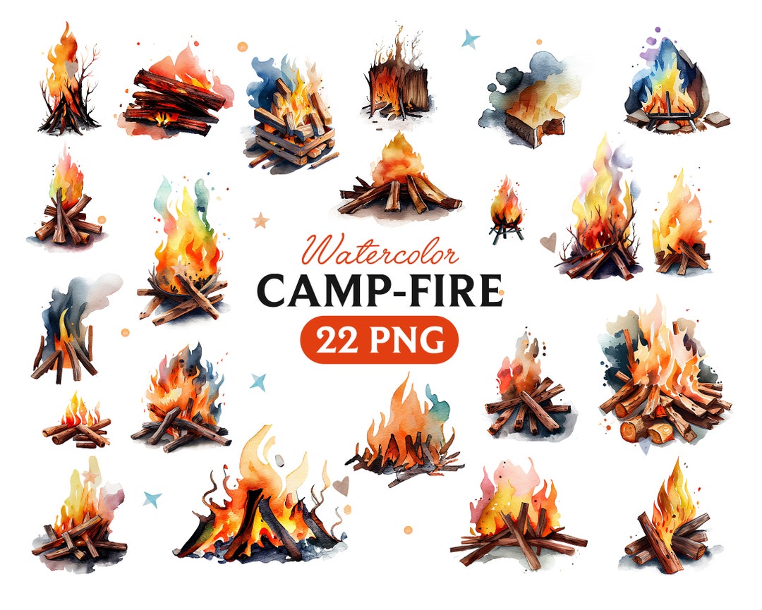 Watercolor Camp-fire, Camp-fire Clipart, Camp-fire PNG, Fire Clipart ...
