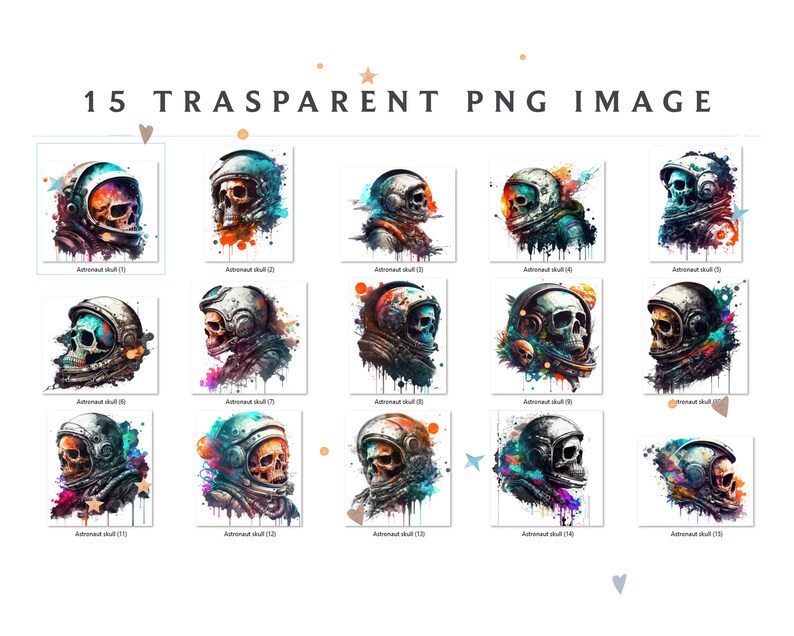 Watercolor Astronaut Skull Astronaut Skull Clipart Skull - Etsy